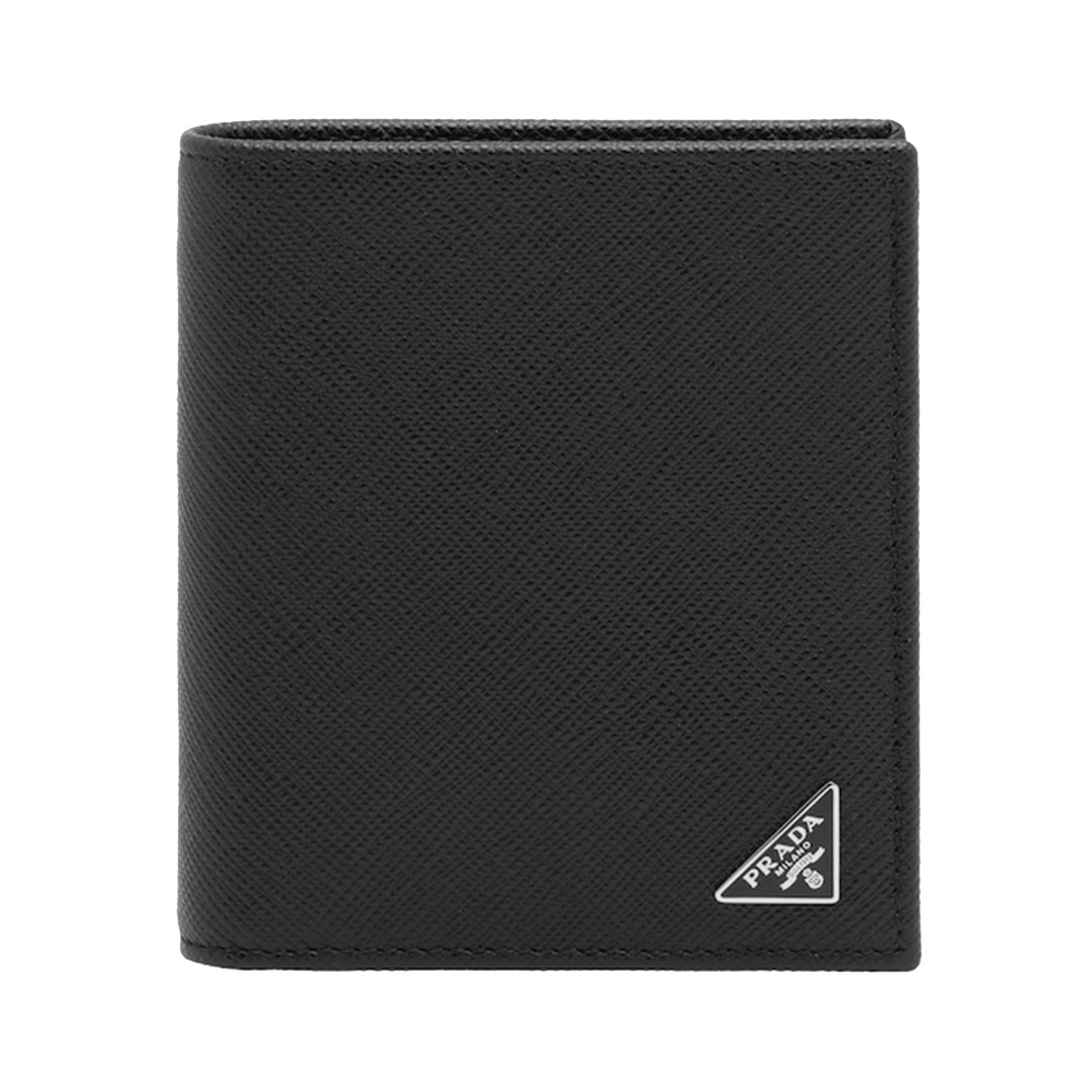 Prada Triangle Logo Saffiano Leather Wallet Black – voilà.id