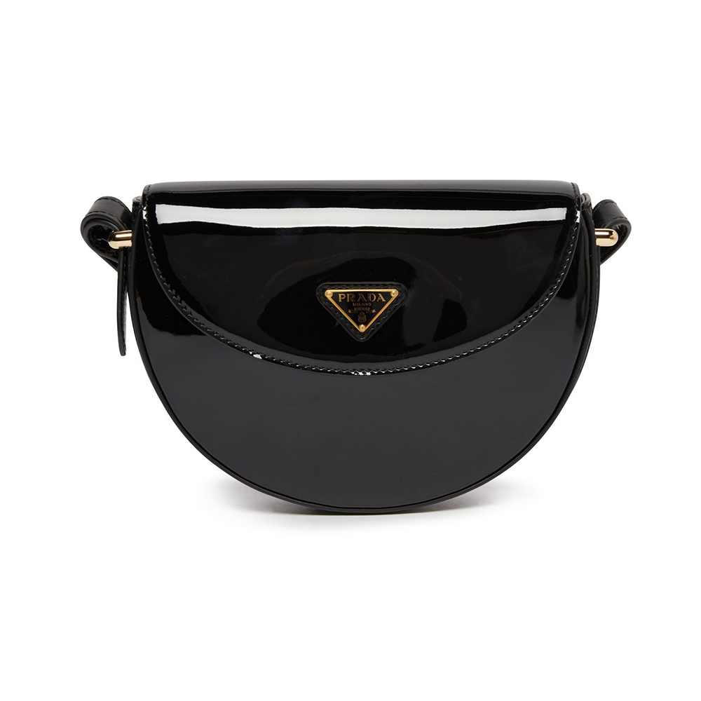 Prada Round Crossbody Bag Patent Leather Black – voilà.id