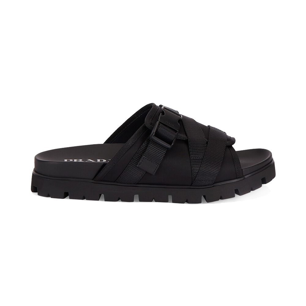 Prada Re-Nylon Strap Detail Slides Black – voilà.id