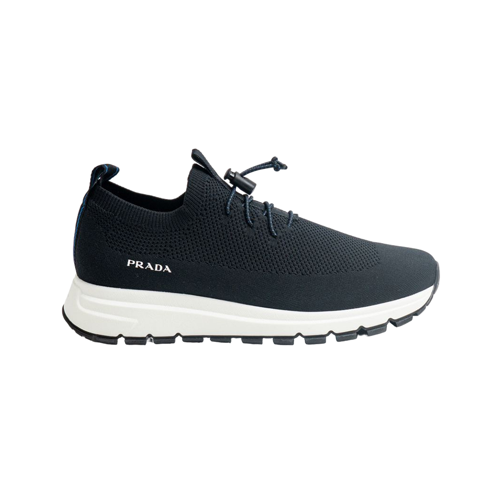 Prada Lace-Up Stretch Knit Sneakers Black – voilà.id