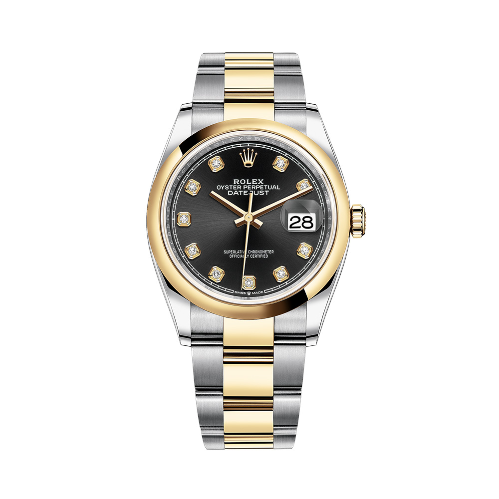 Rolex Datejust 36 - 126203 Black Domed Oyster Steel - YG – voilà.id