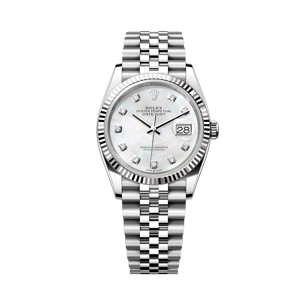 Rolex Datejust 36 - 126234 White MOP Diamond Jubilee – voilà.id