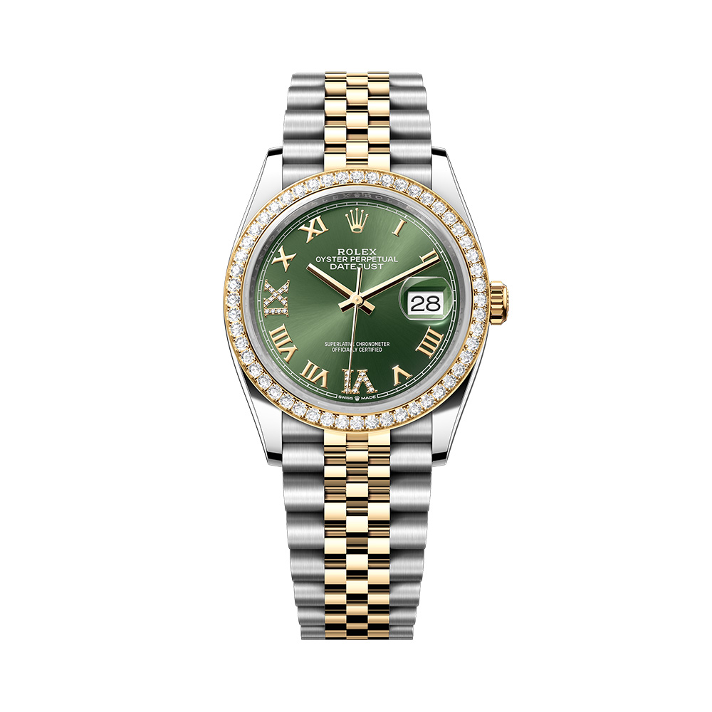 Rolex Datejust 36 - 126283RBR Green Gold Diamond Bezel Jubilee – voilà.id