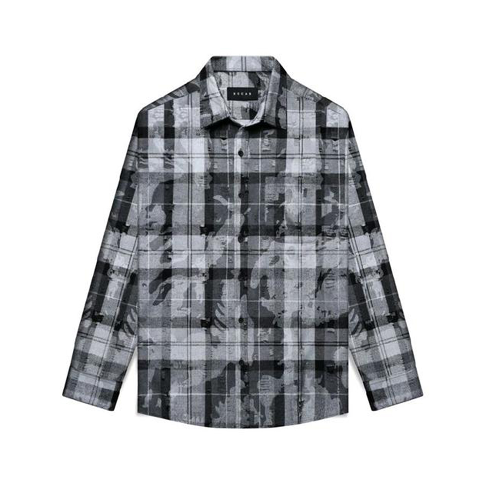 RUCAS Distressed Camo Flannel Shirt Grey – voilà.id