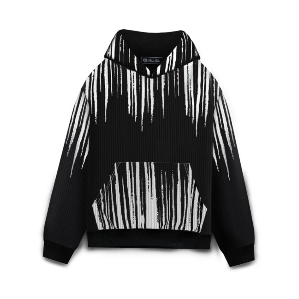 RUCAS Tailor “D’Rise Of Textured” Art Painting Pleated Hoodie Black ...