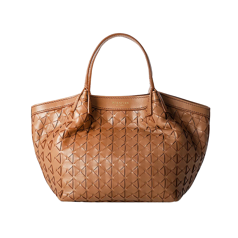 Serapian Mini Secret Bag in Mosaico Woven Lambskin Leather Tan – voilà.id