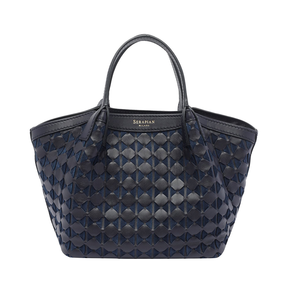 Serapian Mini Secret Bag in Mosaico Woven Lambskin Leather Blue – voilà.id