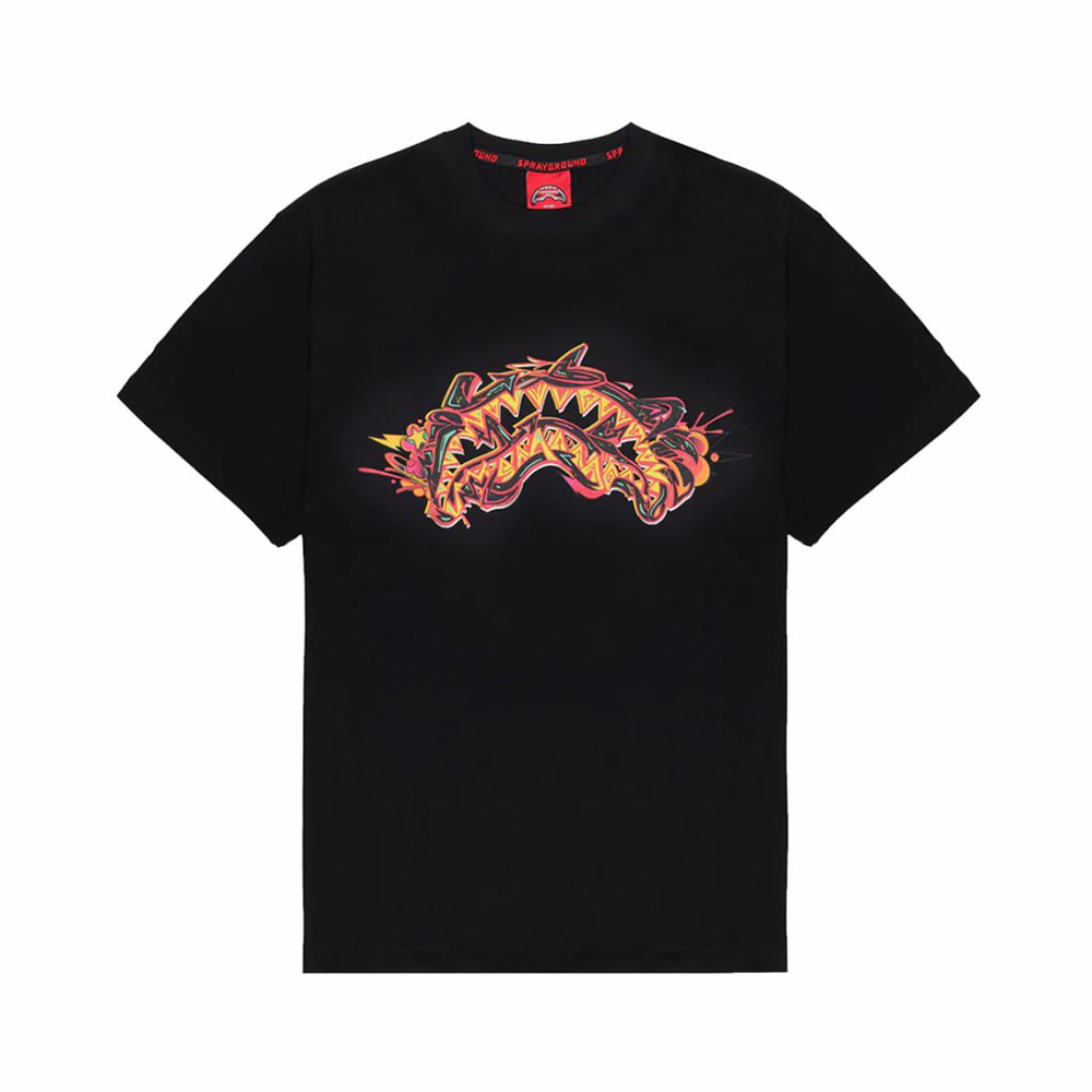 Sprayground Graffiti Print Regular T-Shirt Black – voilà.id