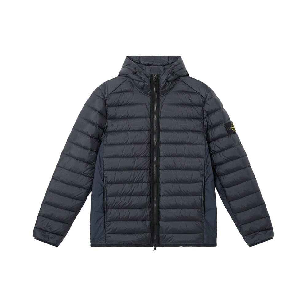 Stone Island 4100403 Loom Woven Chambers Nylon Hooded Down Jacket with ...