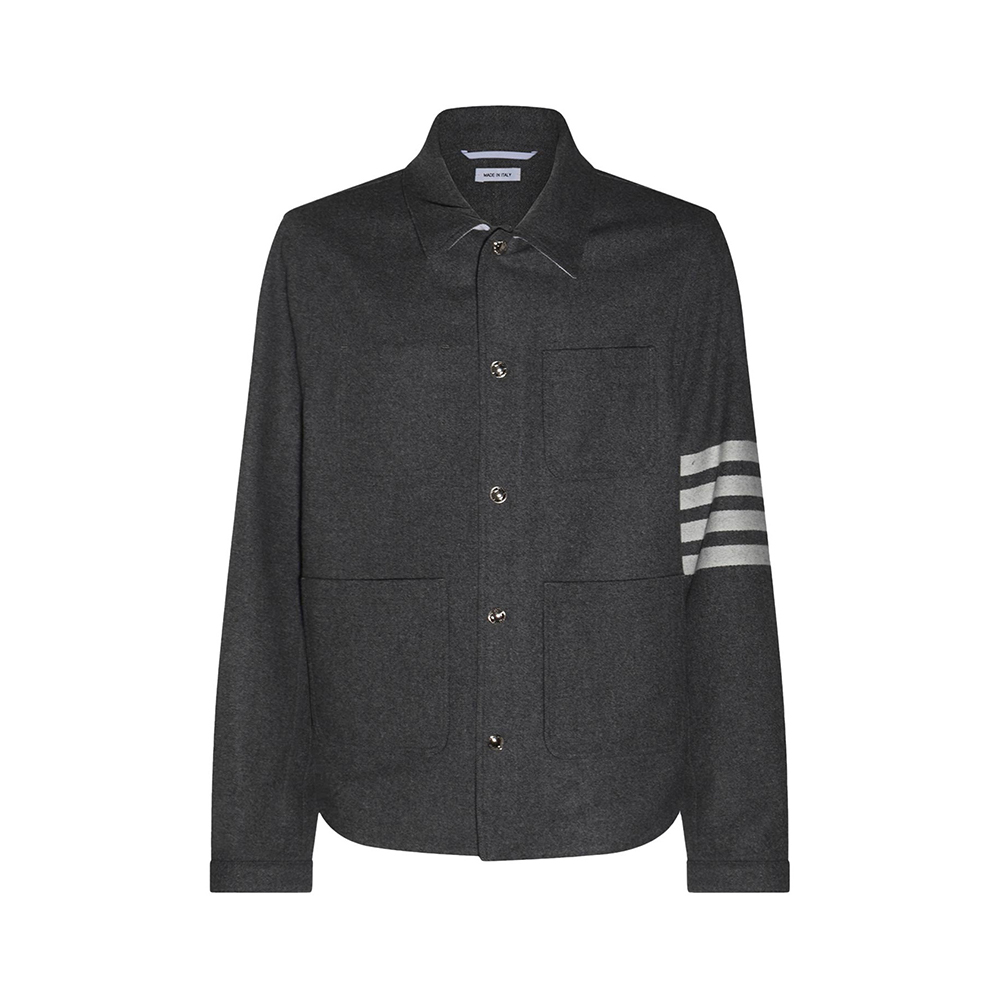 Thom Browne 4-Bar Wool Cashmere Utility Jacket Medium Grey – voilà.id