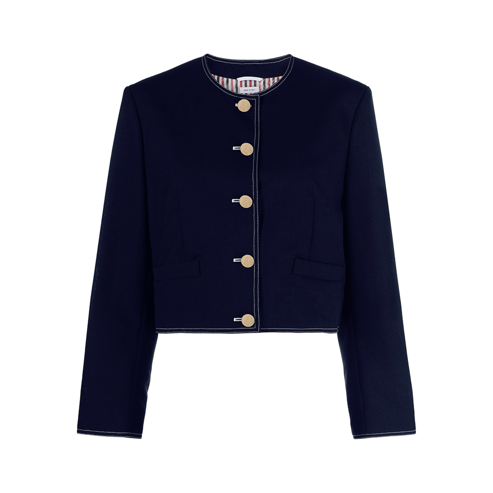 Thom Browne Fresco Box Pleat Cardigan Jacket Navy – voilà.id