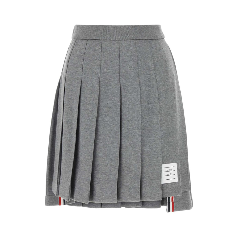 Thom Browne Placket Dropped Back Loopback Cotton Pleated Mini Skirt ...