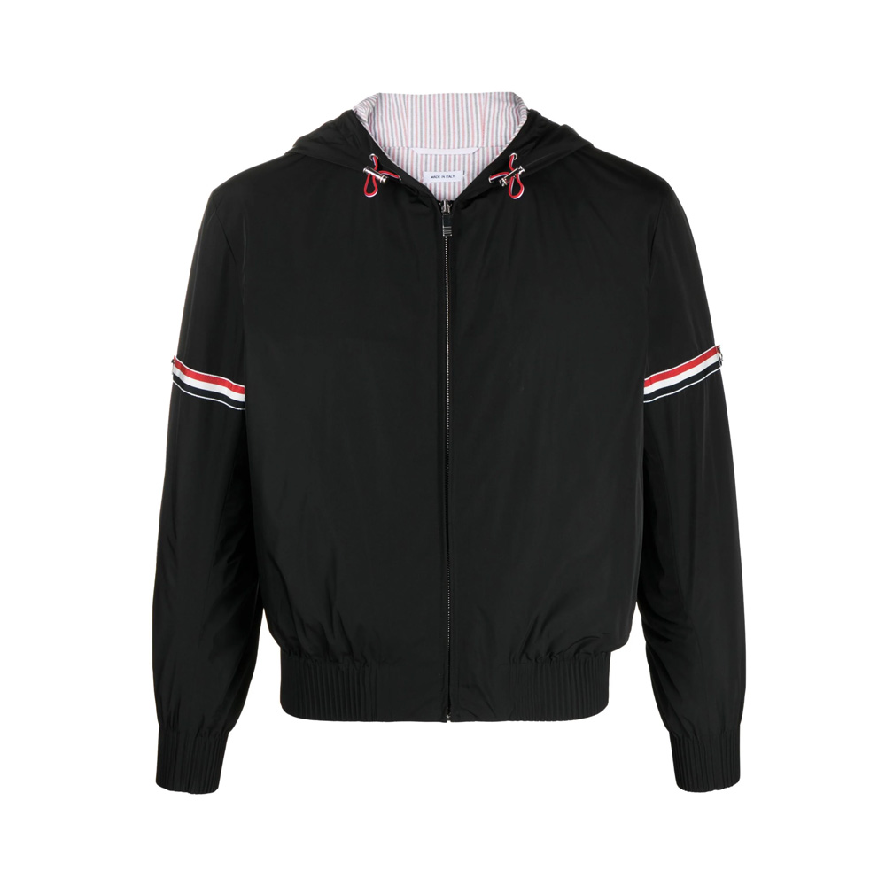 Thom Browne Nylon Tech Armband Hooded Jacket Black – voilà.id