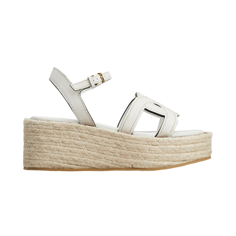 Tod's Chain Cut-Out 60 Calfskin Leather Kate Wedges White – voilà.id