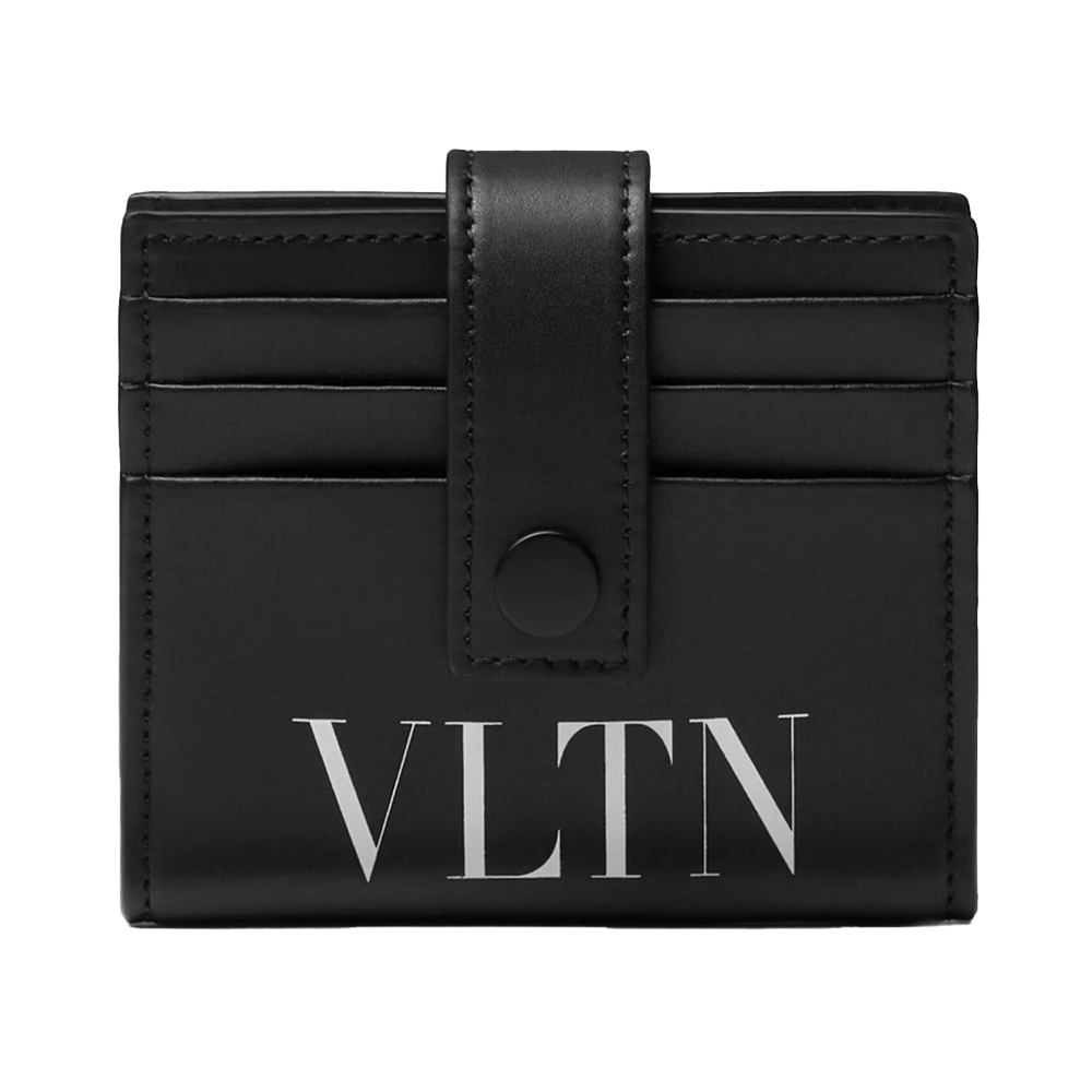 Valentino Garavani VLTN Logo Print Card Holder Black – voilà.id