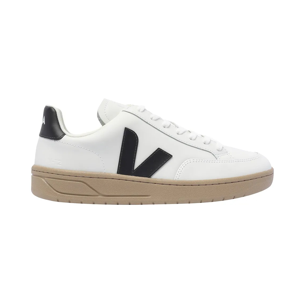 Veja V-12 Low Top Sneakers Leather White Black Dune Men – voilà.id