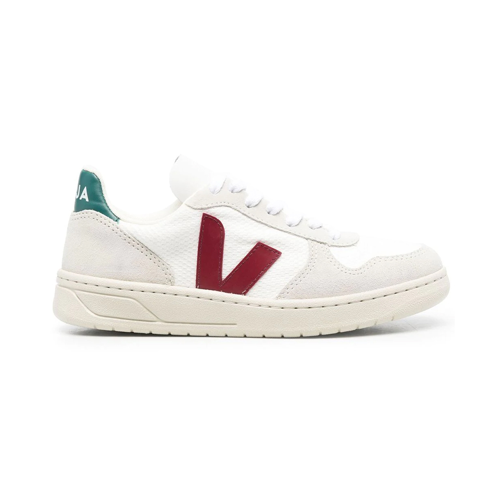 Veja V-10 Mesh And Suede Leather Sneakers White Maroon Men – voilà.id